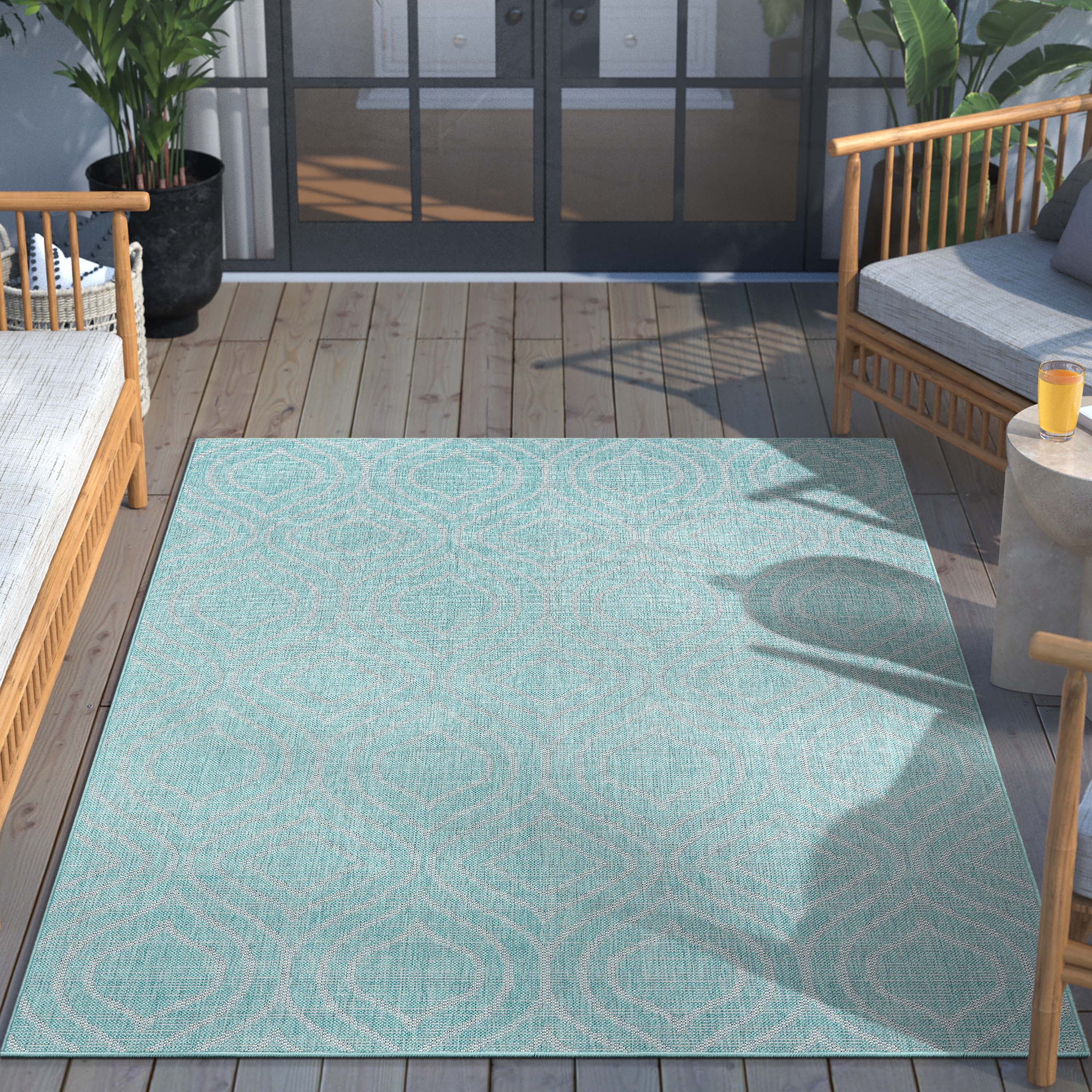 Well Woven Indoor/Outdoor Area Rug 5'3" x 7'3" Ludo Blue Modern ...