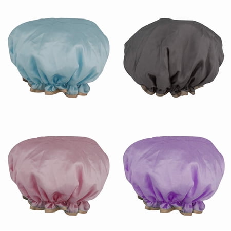 JPNK 4 PACK Bath Cap for Women Waterproof & Adjustable Double Layered ...