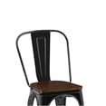 COSMOS Set of 4 Modern Stackable Dining Chairs, Black with Walnut Seat ...
