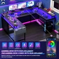 Garvee U Shaped Computer Gaming Desk with LED Light & Power Outlets ...