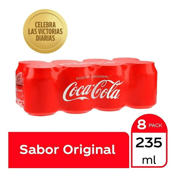 Refresco Coca Cola sabor original mini 8 latas de 235 ml c/u | Walmart en línea