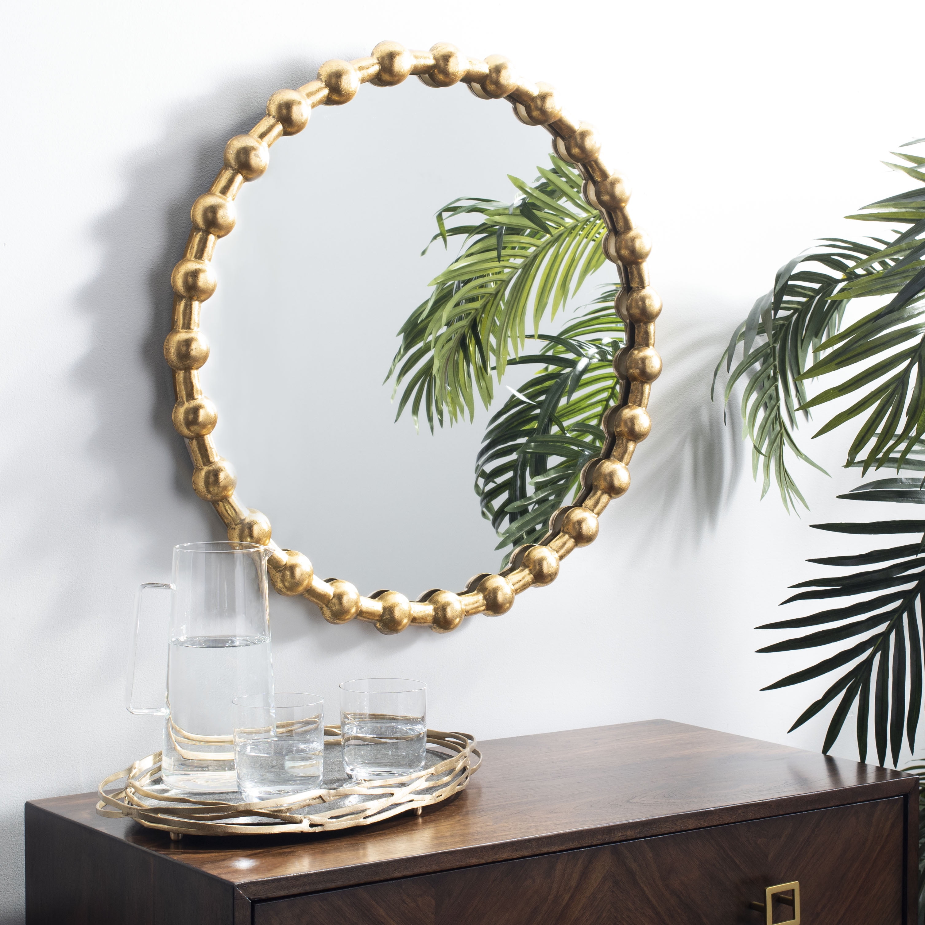 Safavieh Eden 30 in. Round Bold Beaded Mirror - Walmart.com