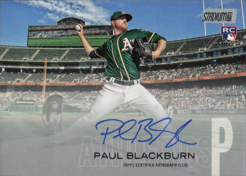 2018 TOPPS STADIUM CLUB AUTOGRAPHS #SCA-PB PAUL BLACKBURN AUTO OAKLAND ...