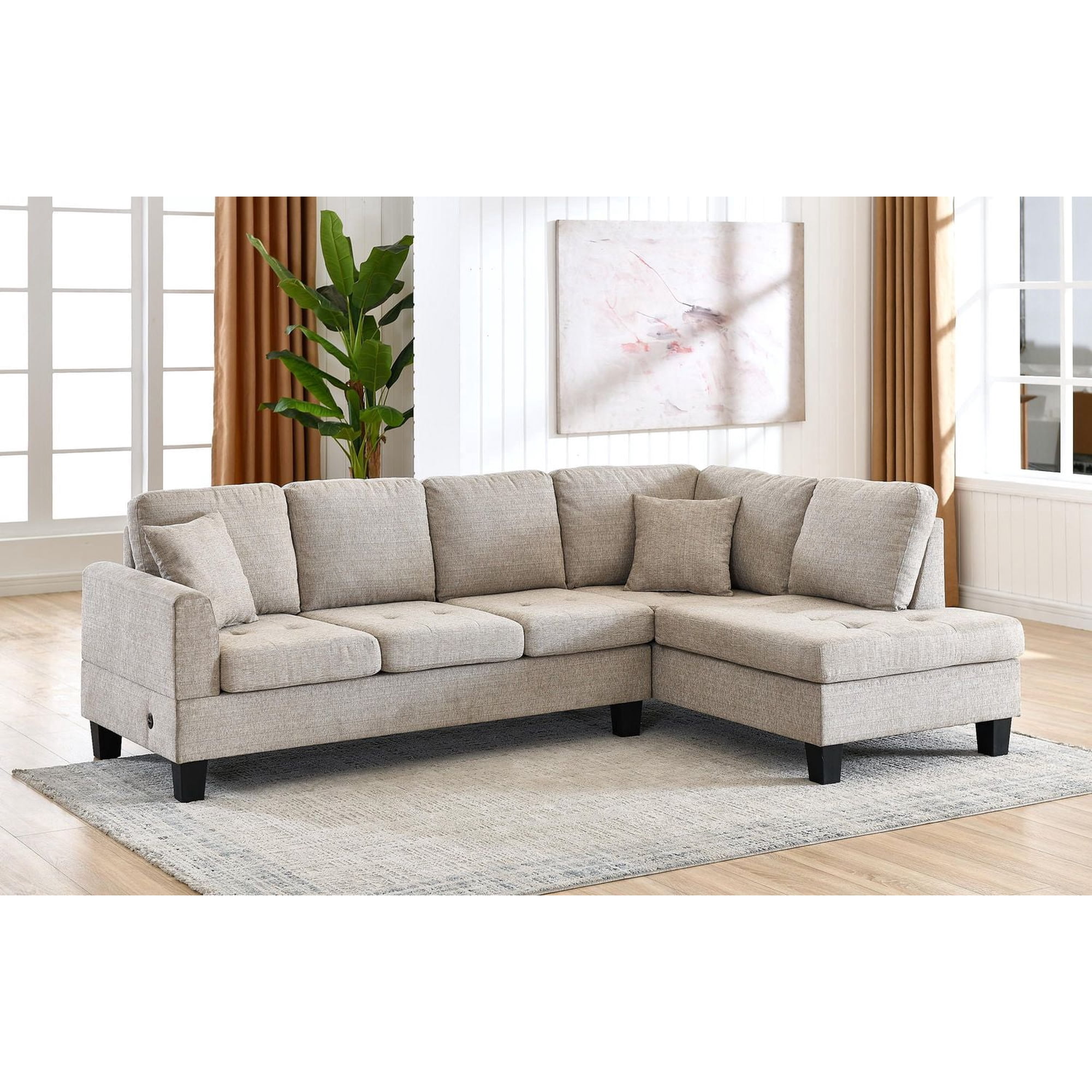 Click here for K-Living Nolan Fabric Sectional In Almond Color Wi... prices