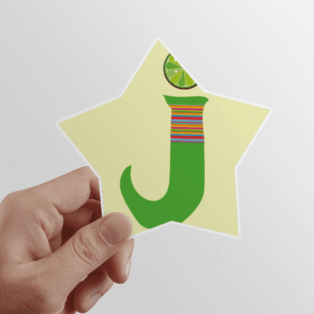 J Alphabet Orange Fruit Cute Pattern Star Sticker Paster Vinyl Car Tags ...