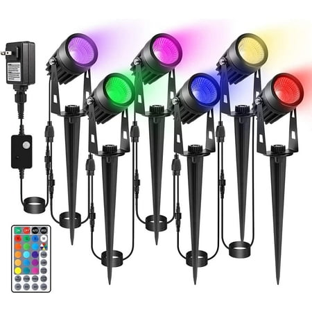 RGB LED Landscape Lighting Low Voltage 6-in-1 with Remote, 16 Color ...