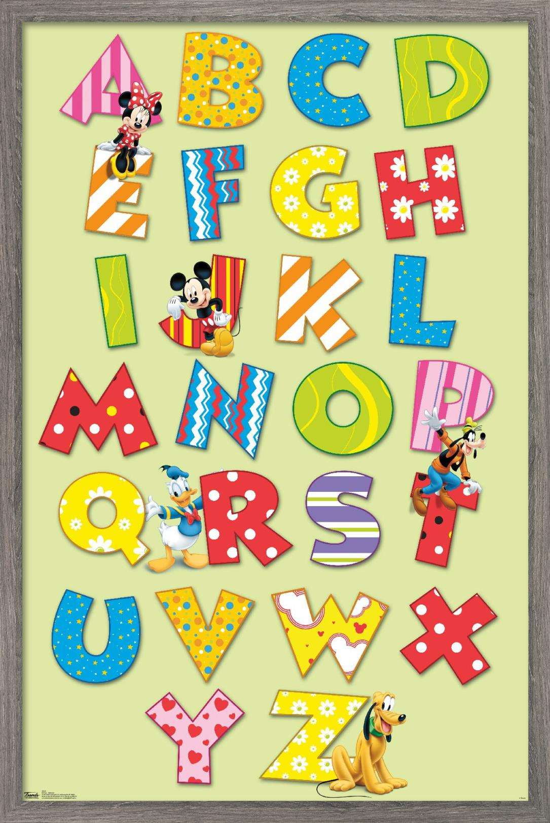 Disney Mickey Mouse - Alphabet Wall Poster, 14.725" x 22.375", Framed ...