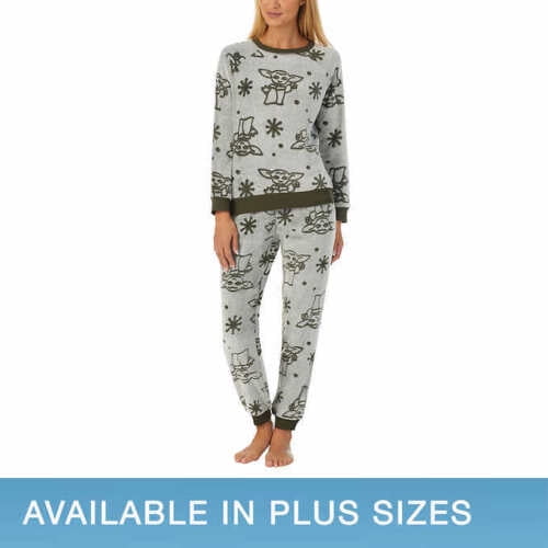 Disney Character Ladies' Fleece 2-piece Pajama Set (L, Grogu Green ...