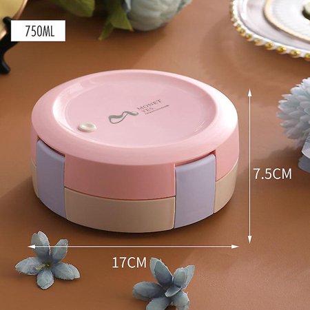 Round Lunch Box Stainless Steel Single Layer Bento Box With Fork Spoon ...