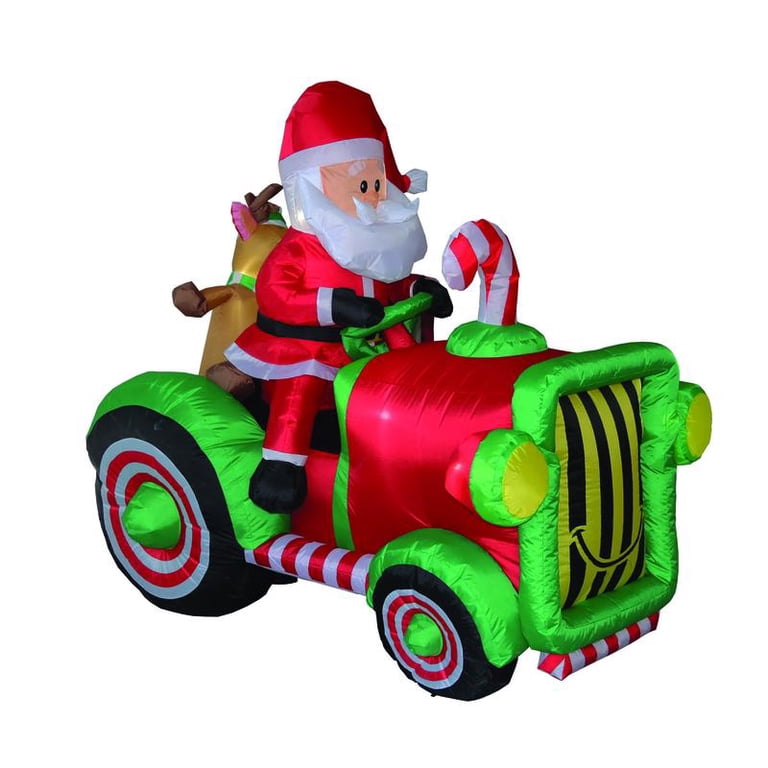 Airblown Inflatable Santa On Tractor Santa On Tractor With Presents