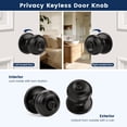 6 Pack Matte Black Privacy Door Knobs Interior, Classic Round Shape ...