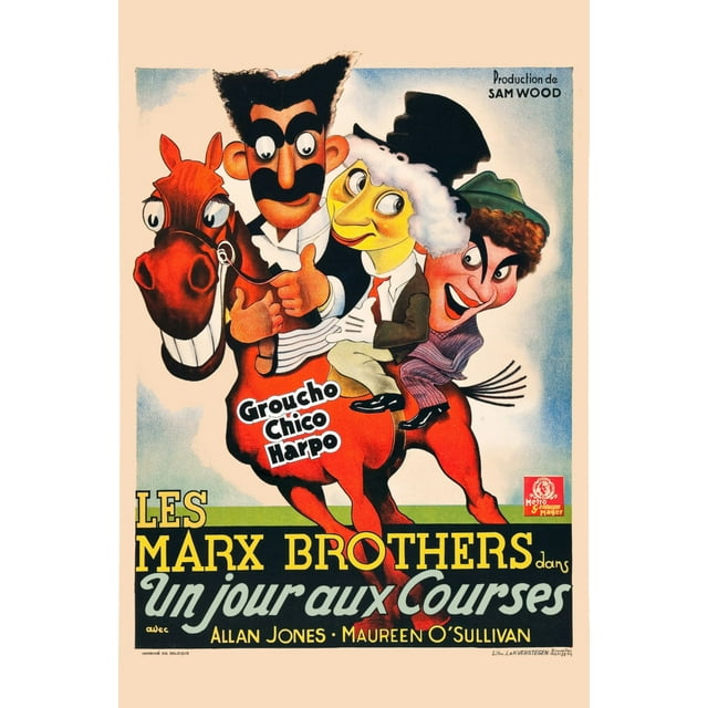 Marx Bros A Day At The Races Belgian Movie Poster Reprint Art 27Inx40In ...