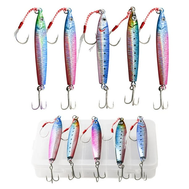 5Pcs 30g/40g Slow Fall Pitch Fishing Lures Metal Flat Fishing Jigs Sinking Jigging Bait for ...