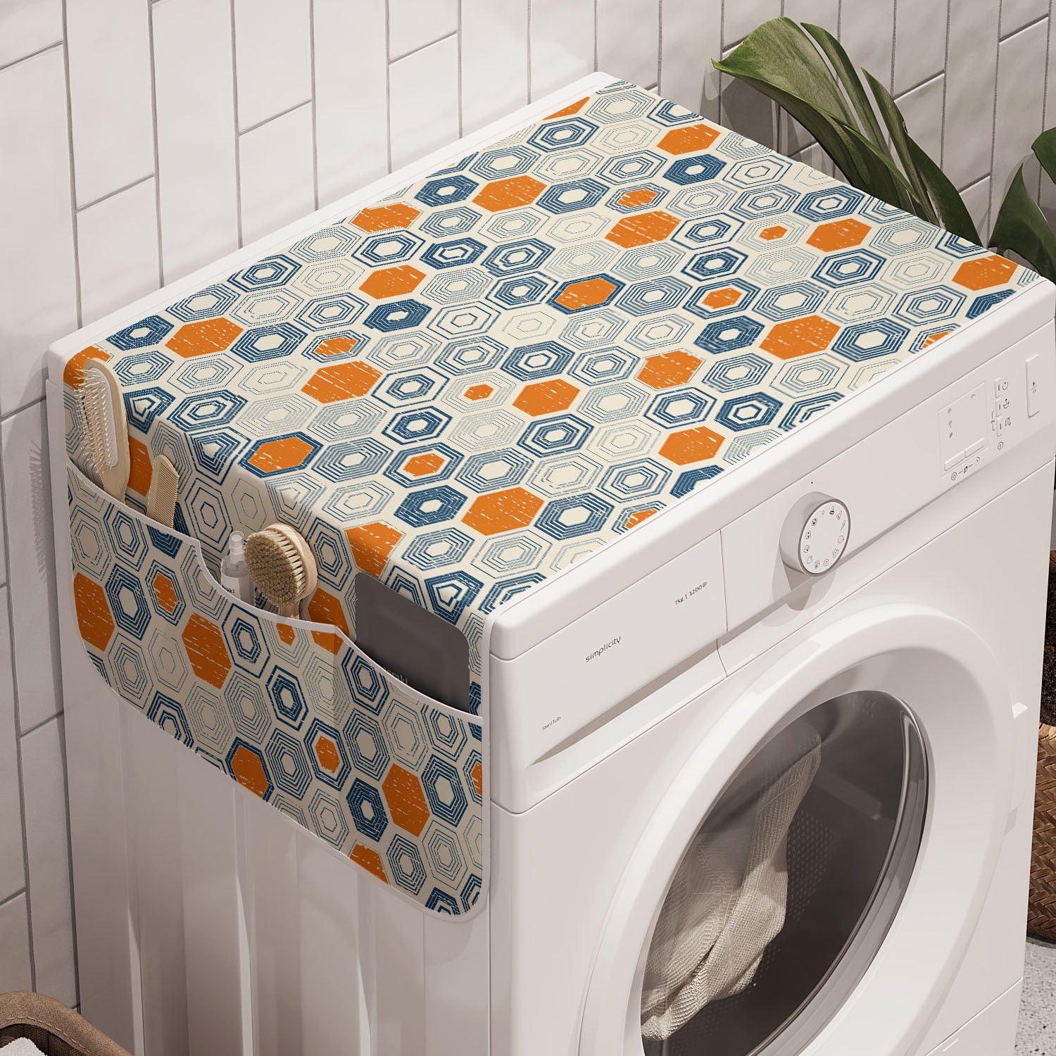 Grunge Washing Machine Organizer, Bullseye Hexagon Pattern with Worn ...