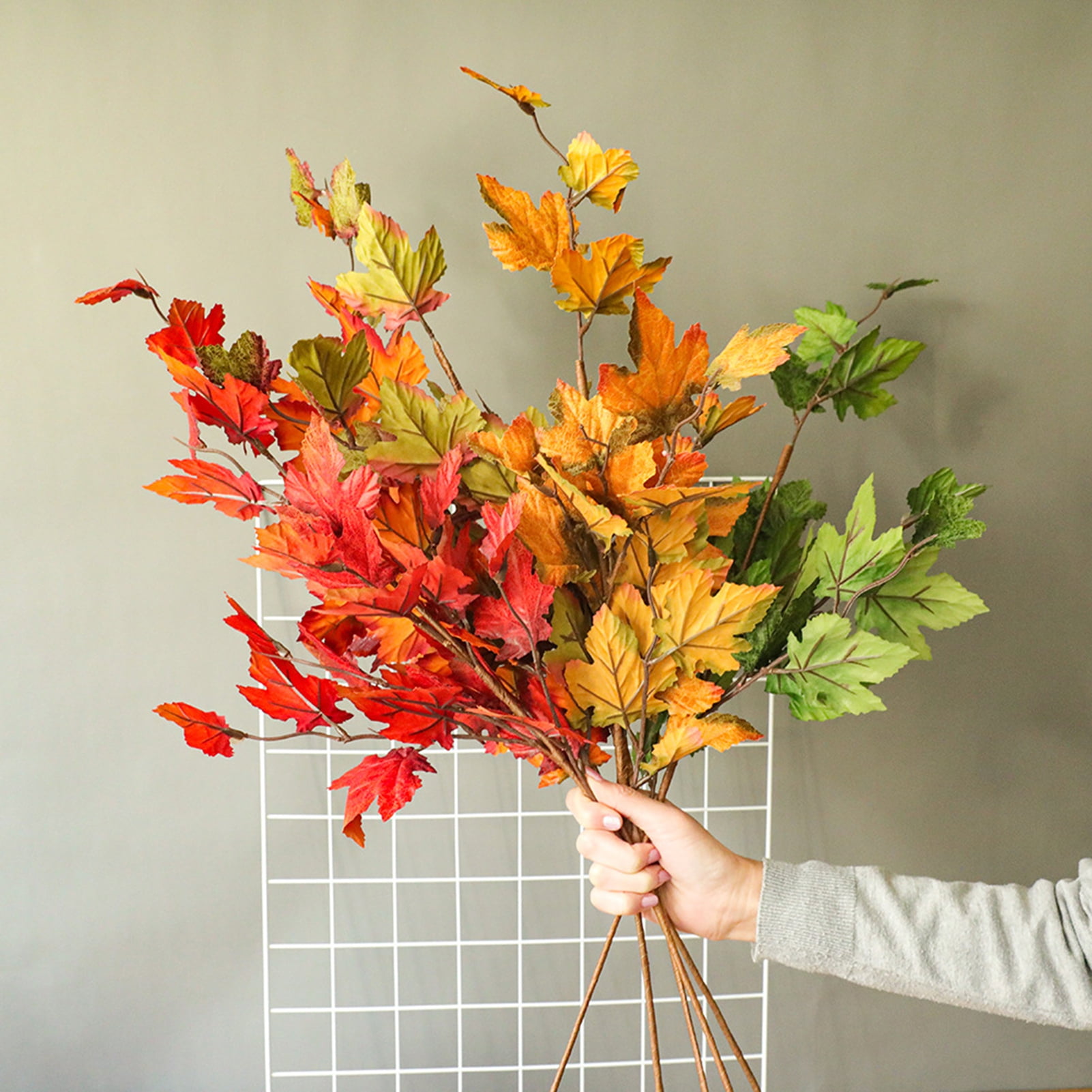 Bobasndm Artificial Fall Leaves Fake Maple Leaf Bushes, Faux Autumn ...