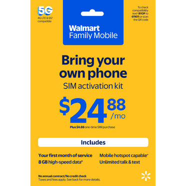 Walmart Family Mobile Bring Your Own Phone Mini Sim Kit (No Airtime ...