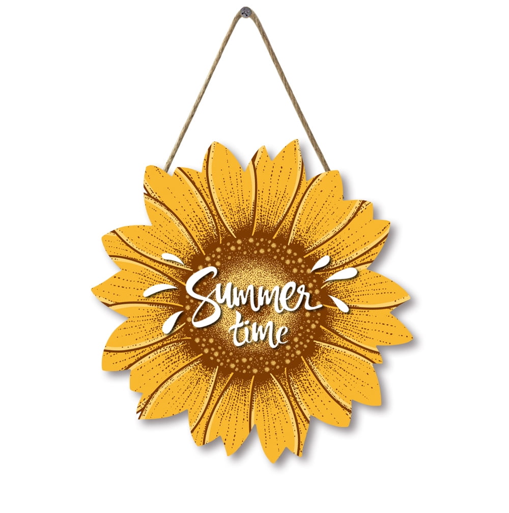 Sunflower Summer Time Wood Door Hanger 12 Inch Large Wooden Flower Sign ...