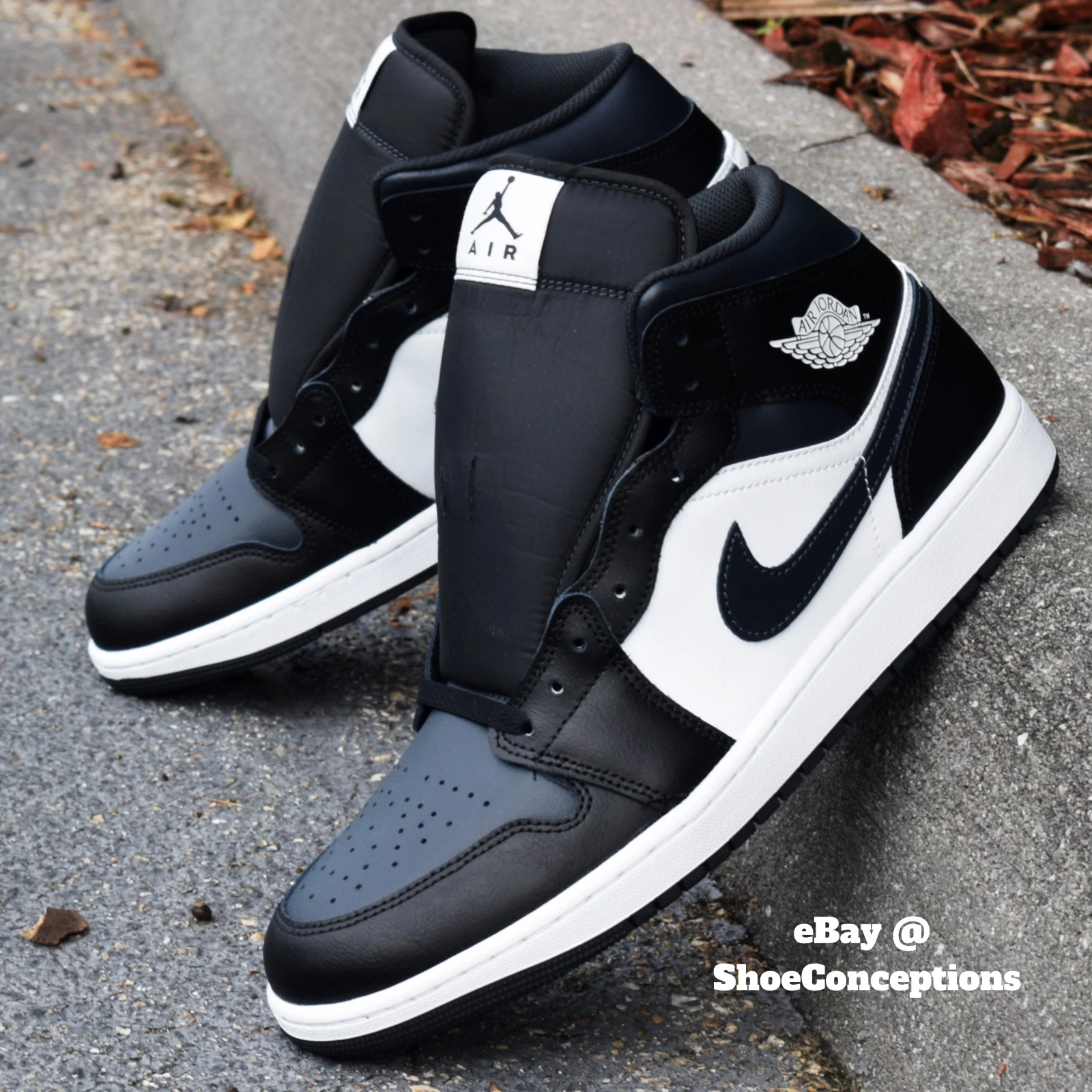 N I-K-E A i r-Jor-dan 1 Mid Shoes Black Off Noir White DQ8426-010 Men's ...