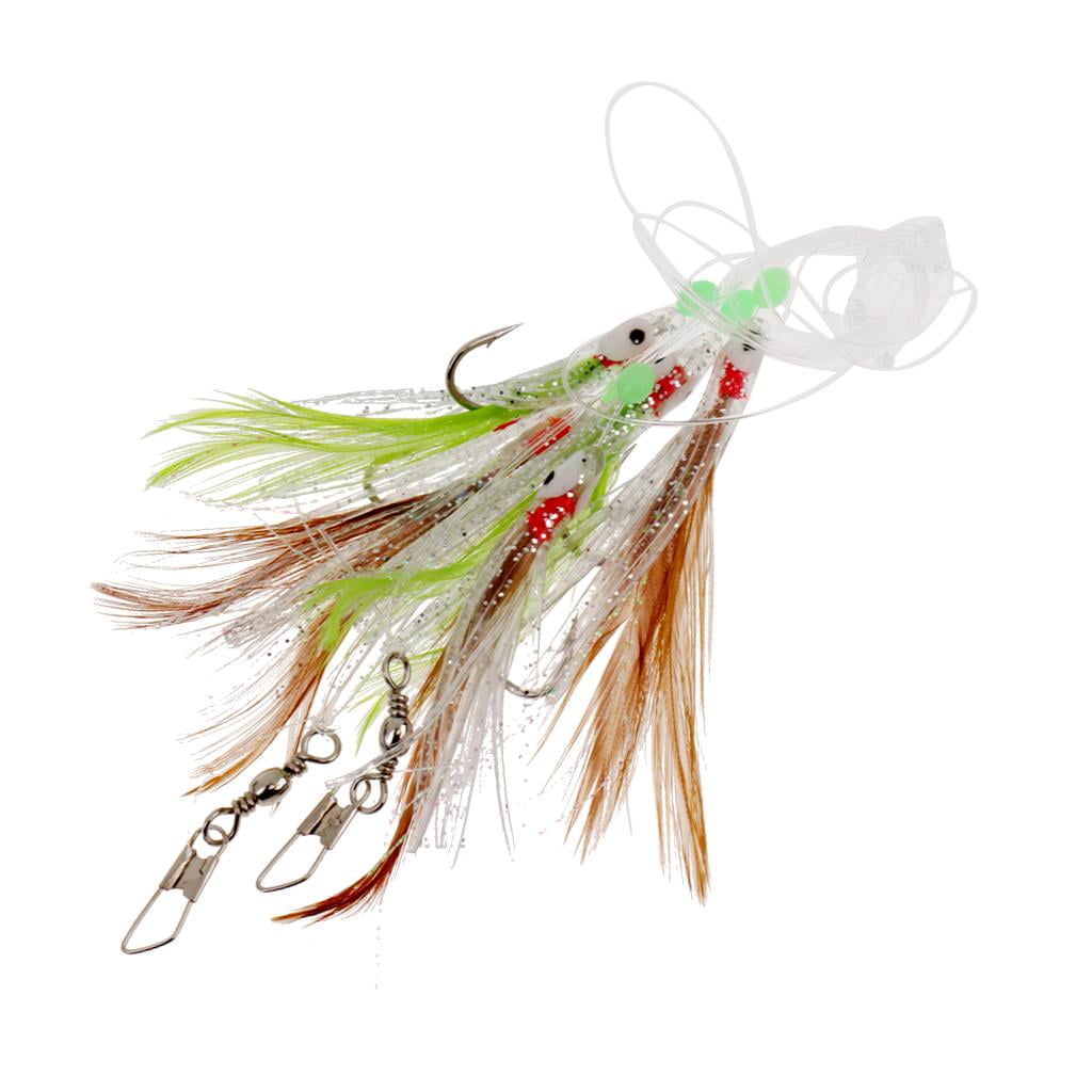 Rainbow Mackerel Tinsel Feather 5 Hooks with Barrel Swivel - Walmart.com