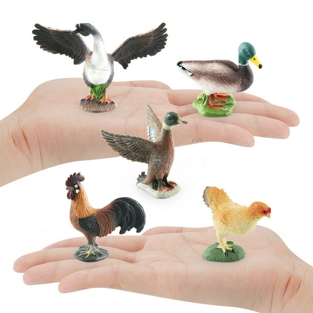 Realistic PVC Farm Animal Figurines - Hen, Rooster, Duck, and Goose ...