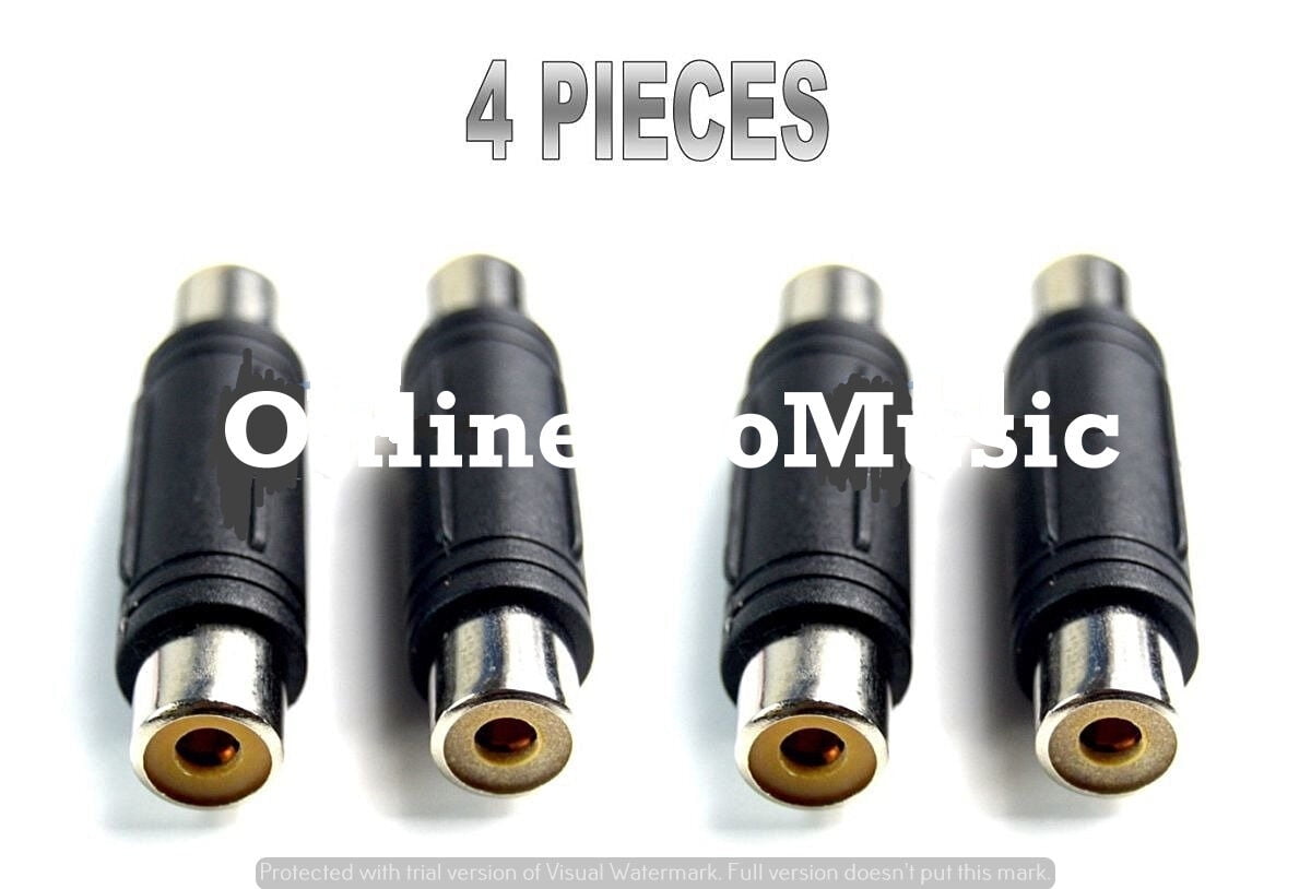 4 Pack Black Female to Female Gold RCA cable cord Coupler Joiner Barrel ...