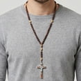 Brown Wood Crucifix Pendant Necklace Stylish Catholic Rosary Chain ...