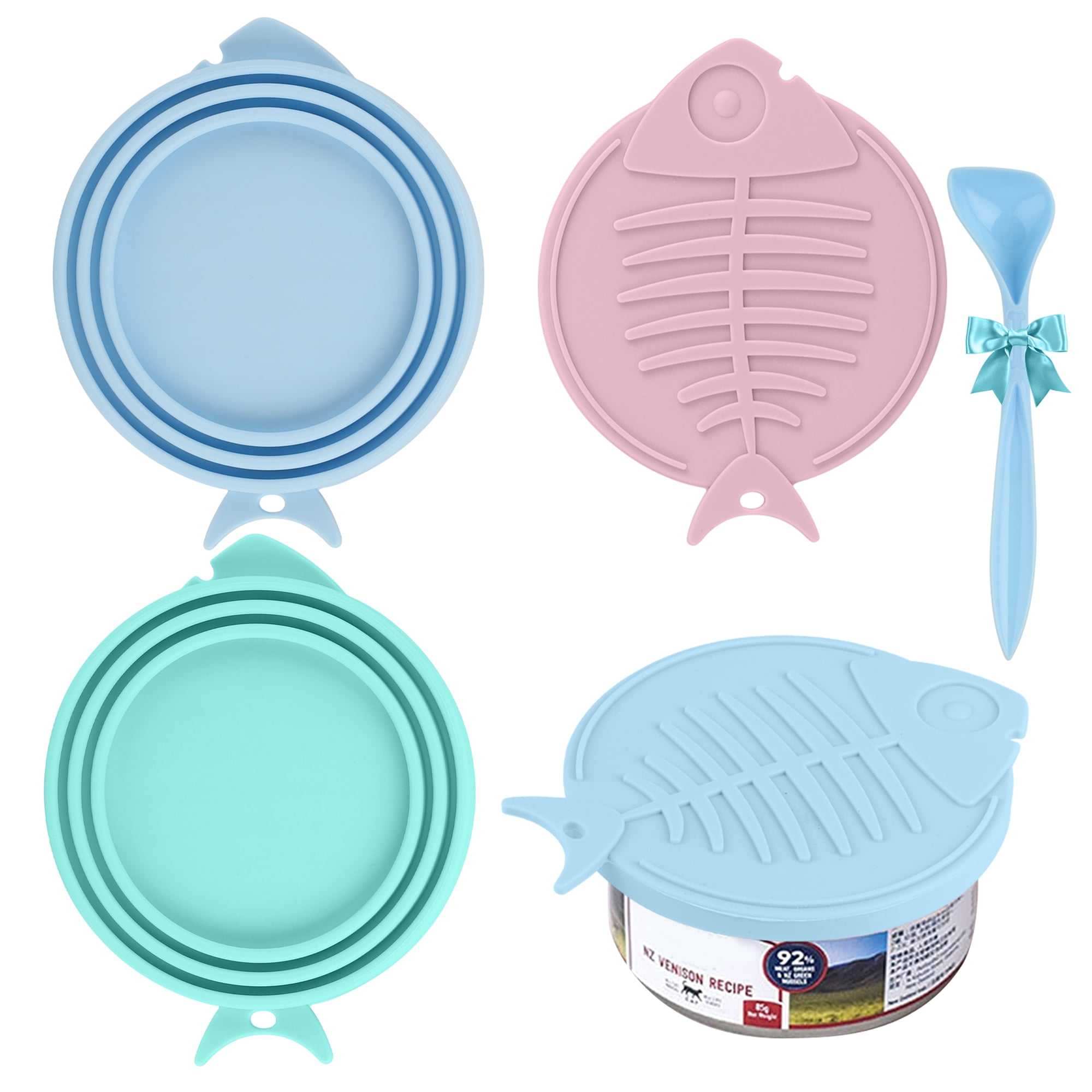 3pcs Pet Food Can Lids + Spoon, TSV FDA Safe BPA Free Silicone Food Can ...