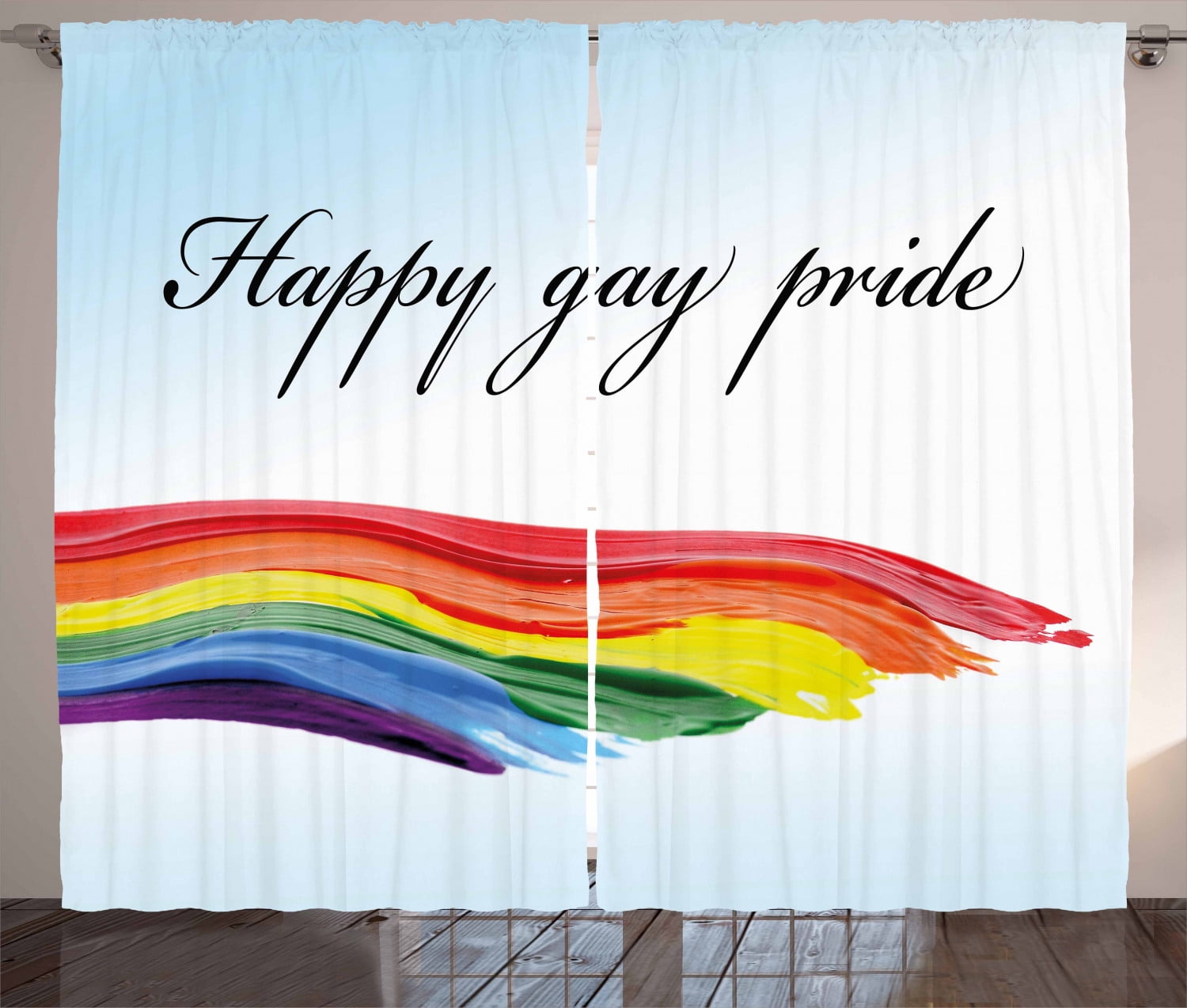 Pride Decorations Curtains 2 Panels Set Happy Gay Pride Hand Writing