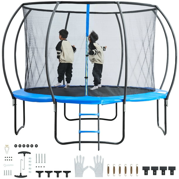VEVOR 10FT Trampoline, 330 lbs Trampoline with Enclosure Net, Ladder ...