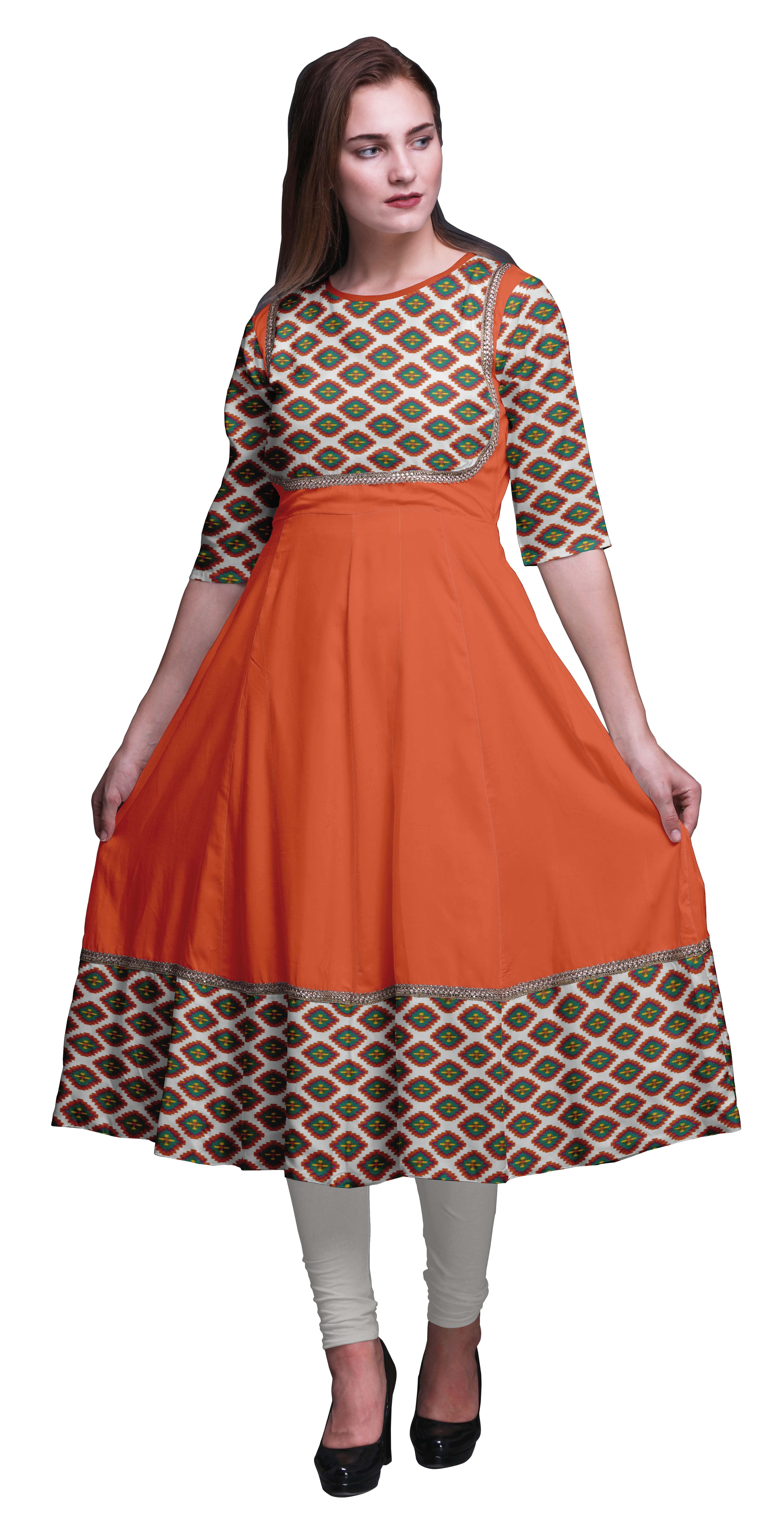 Bimba White Ikat Geometric Indian Ethnic Wear For Women Indian Kurtis ...