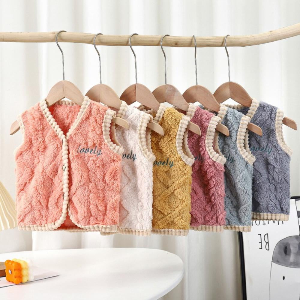 Uccdo Kids Winter Vests Little Boys Girls Fleece Button Up Cute Soft ...