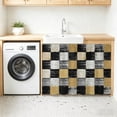Black Gold Mosaic Cabinet Curtains 11" W x 13" L Rustic Abstract ...