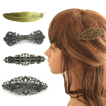 4PCS Women Hair Clip Retro Vintage Creative Metal Hair Barrette Hair ...