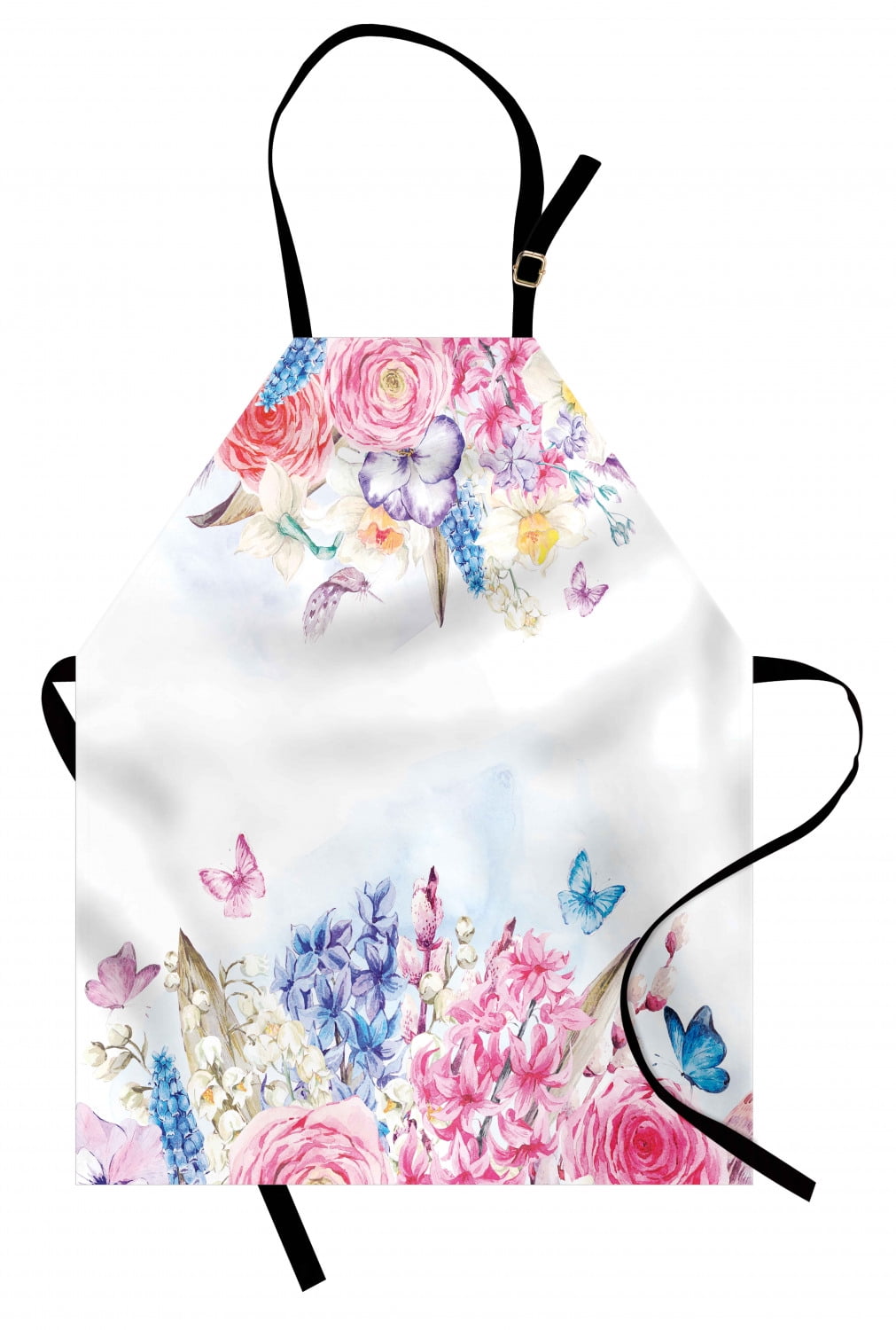 Shabby Chic Apron Romantic Garden Roses Flowers Daisies Leaves Print ...