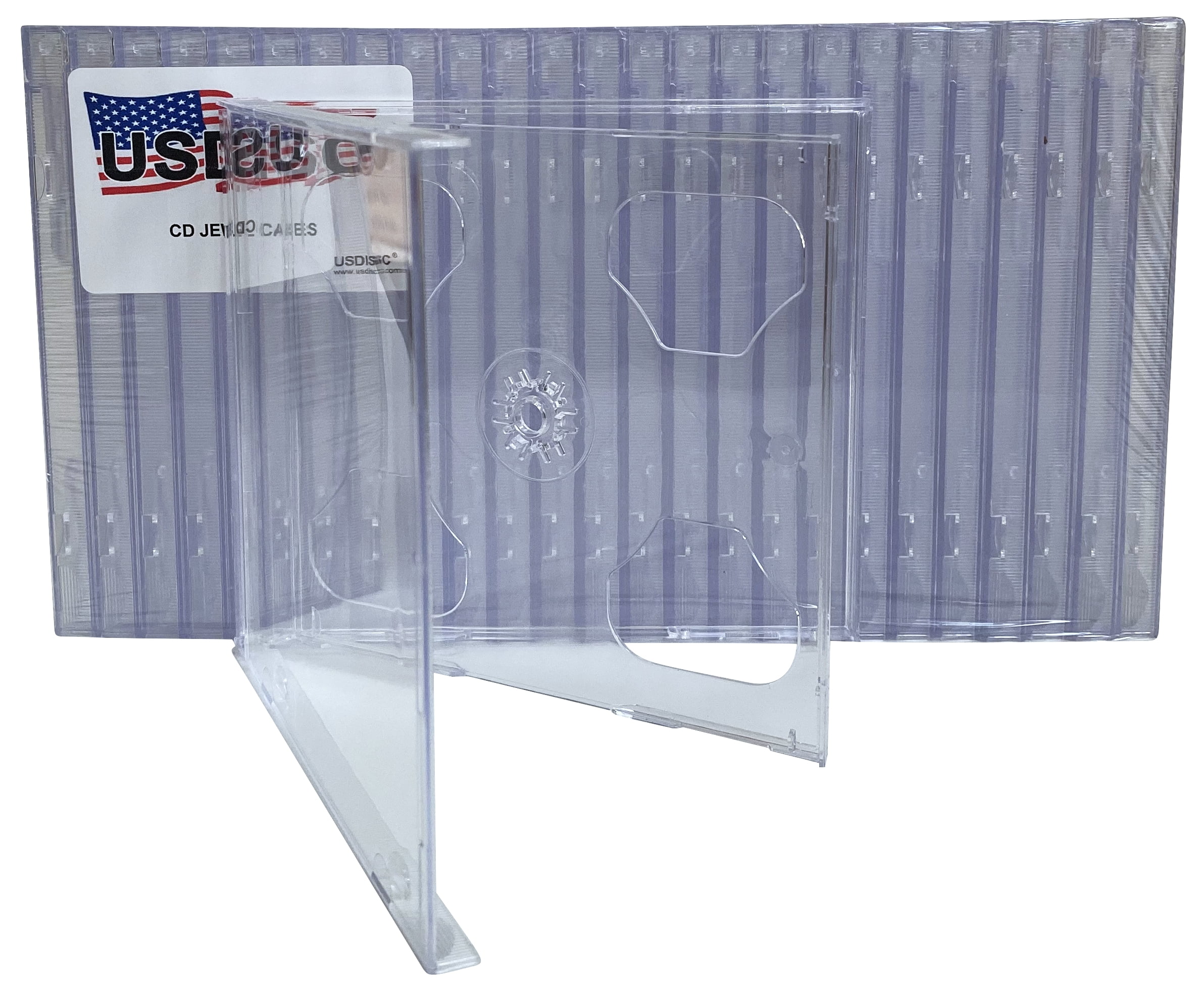 USDISC CD Jewel Cases Standard 10.4mm, Double 2 Disc, Clear, Pack Of 10 ...