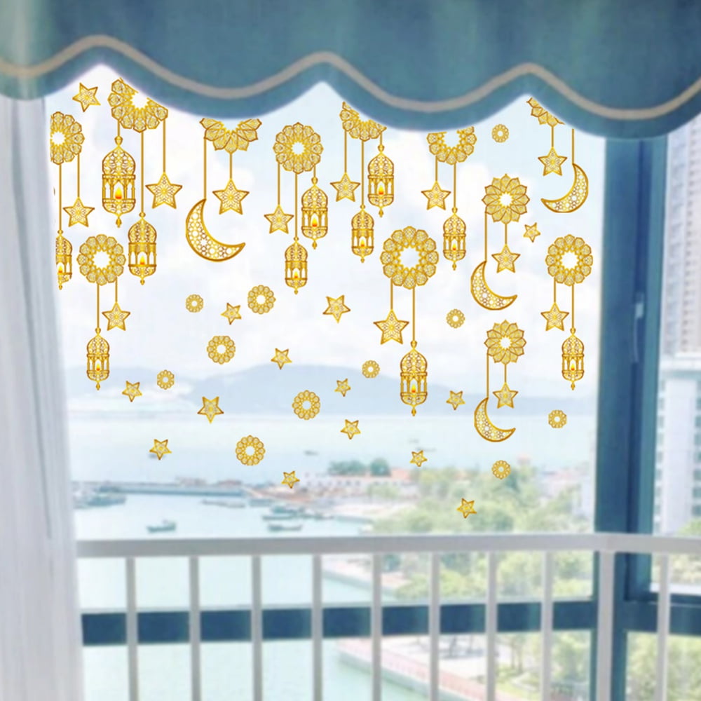 2PCS/Set Ramadan Decorations for Window Stickers, Islamic Muslim Eid ...