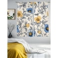 Abstract Blue Yellow Floral Sheer Curtains 2 Panels Set Country Vintage ...