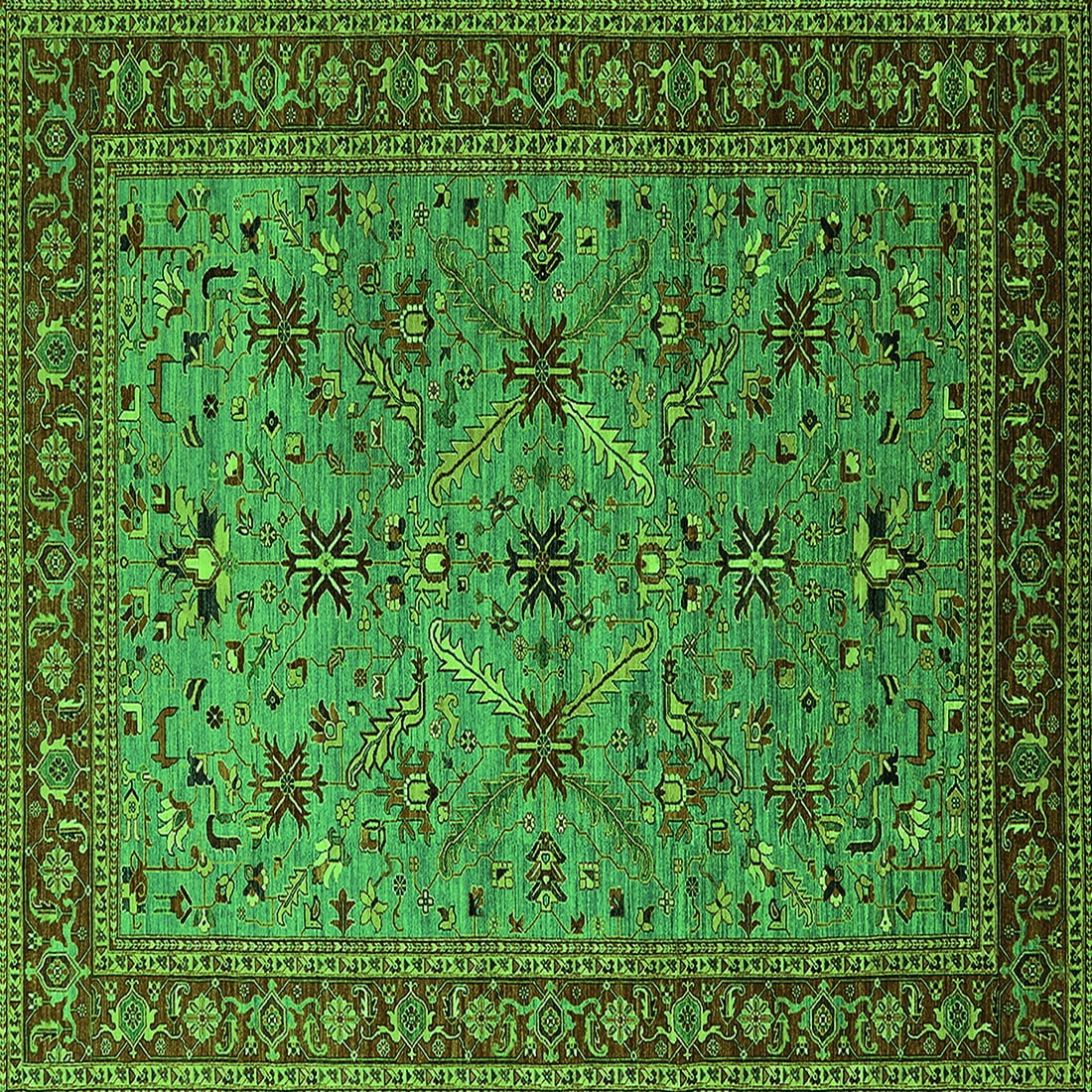 Ahgly Company Indoor Square Oriental Green Traditional Area Rugs, 6 ...