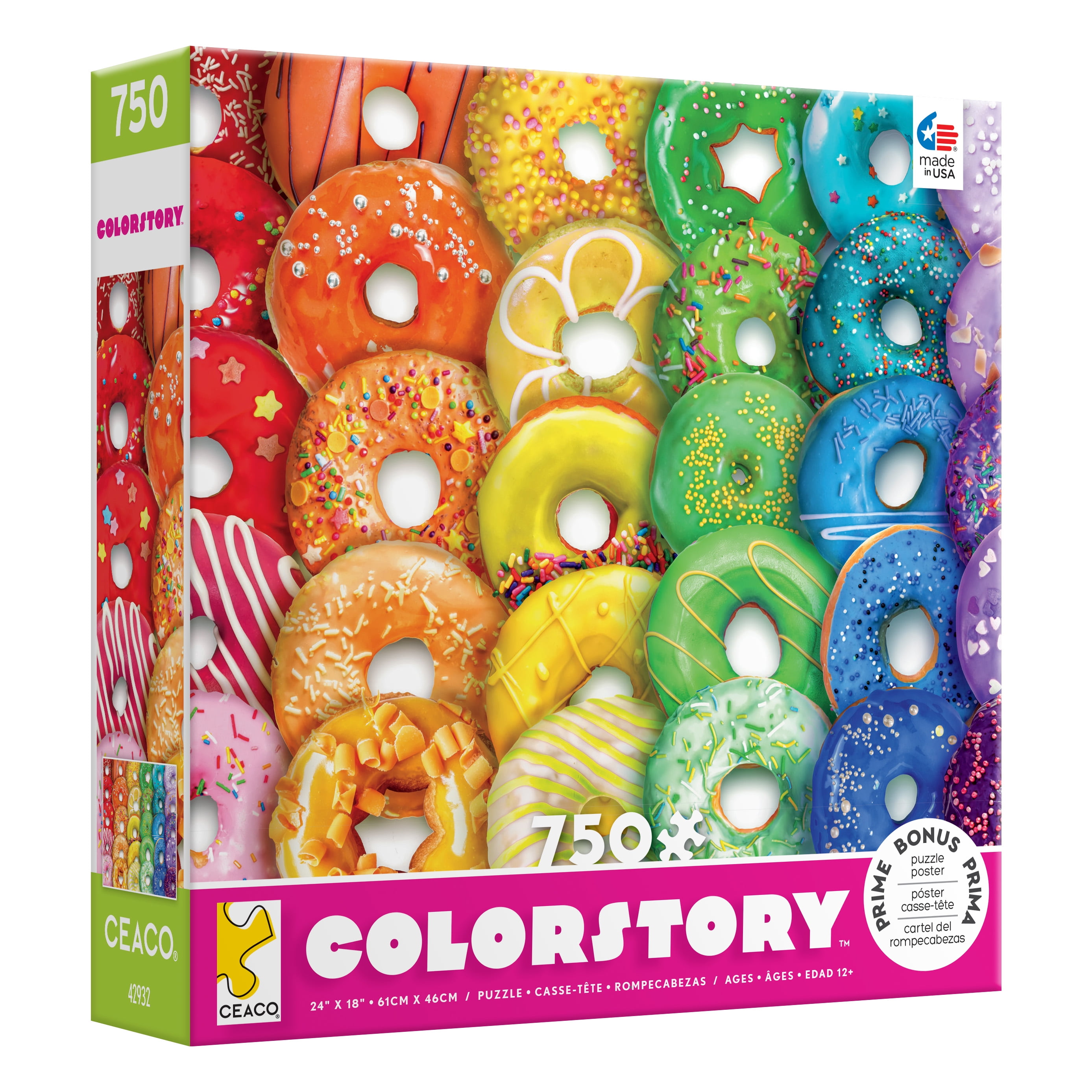 Ceaco 750-Piece Color Story Donuts Interlocking Jigsaw Puzzle - Walmart.com