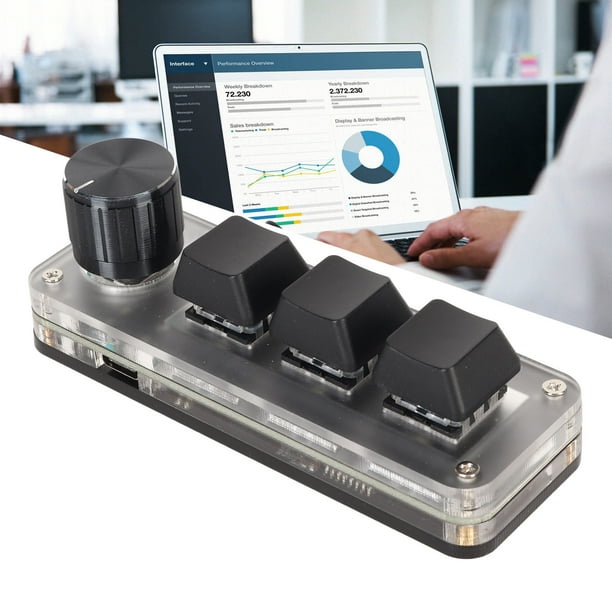 USB Mini 3 Touches Clavier à une Main, Clavier avec Bouton Programmable ...