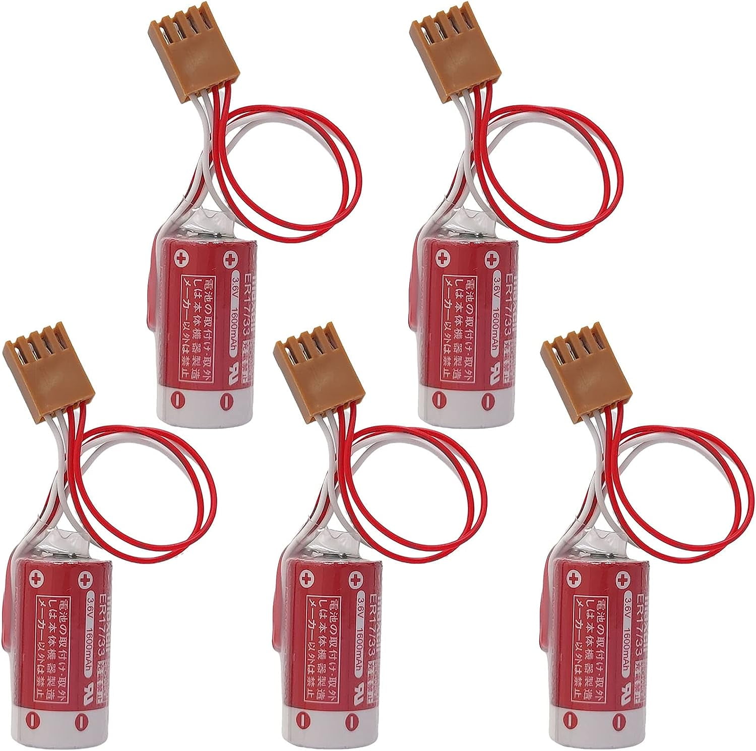 (Pack of 5) ER17/33 (2/3A 3.6V) PLC Battery with Plug for Omron 3G2A9 ...