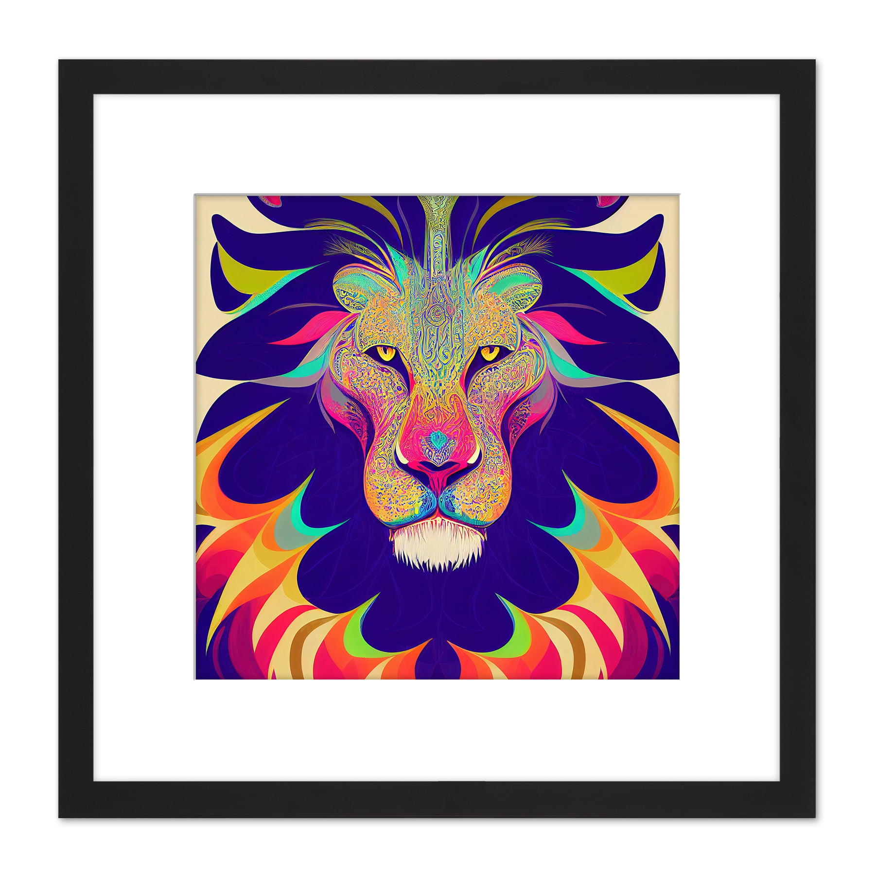 Colourful Multicoloured Modern Lion Face Mane Portrait Illustration ...
