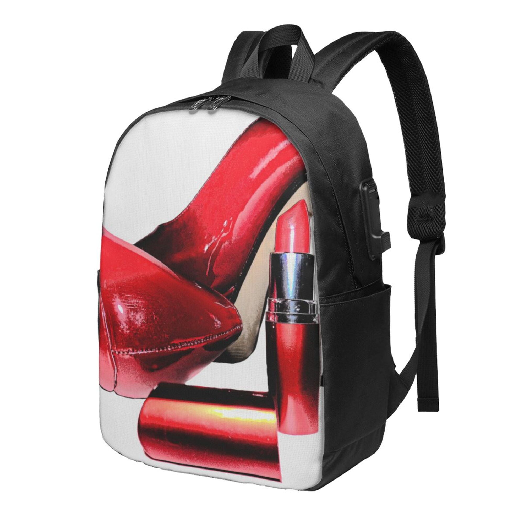 YFYANG 17" Laptop Backpack, Red Lipstick High Heels Fashion Travel Work ...