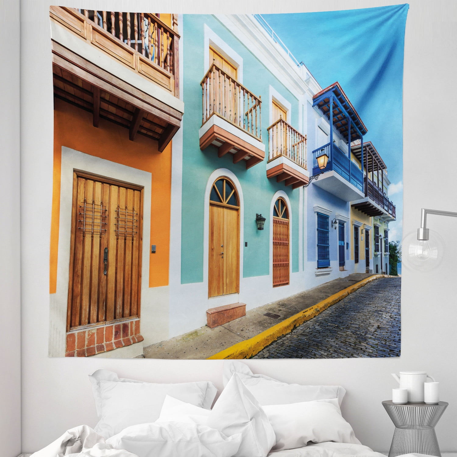Puerto Rico Tapestry, Street in Old San Juan with Colorful Houses by ...
