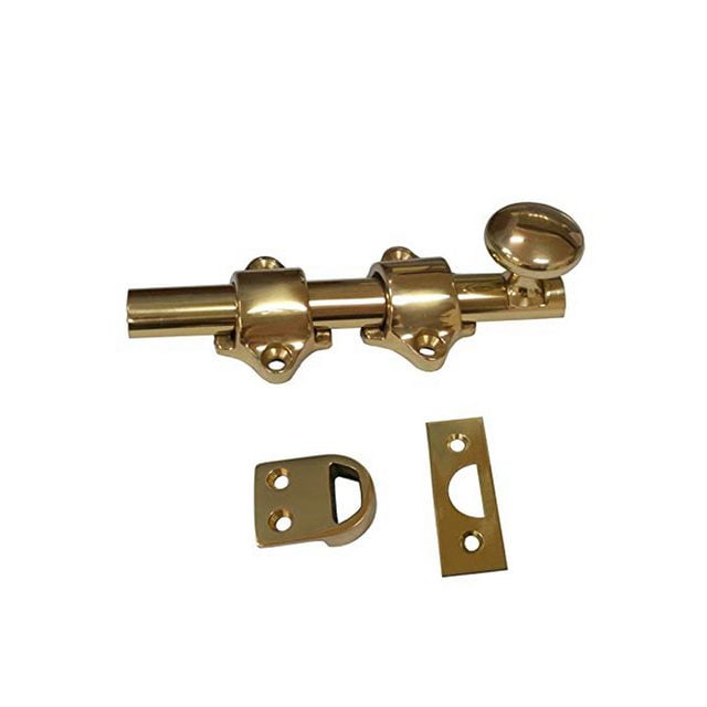 QCAA Solid Brass Dutch Door Bolt, 4", Polished Brass, Made in Taiwan, 1 ...