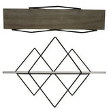 Geometric Floating Shelf Wall Mounted, Wood Storage Shelf Handmade ...