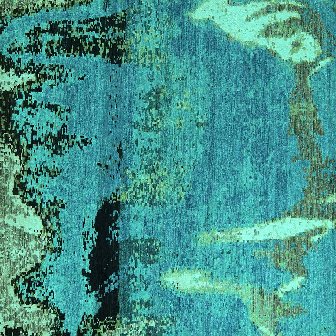 Ahgly Company Indoor Square Abstract Turquoise Blue Modern Area Rugs, 4 ...
