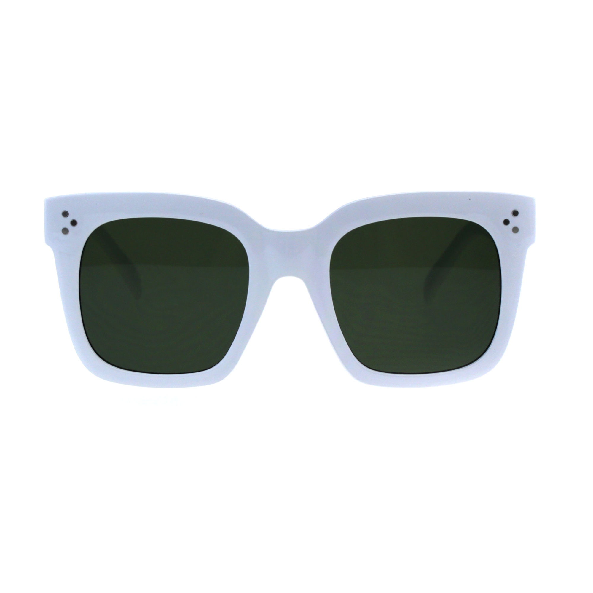 Womens Mod Oversize Rectangular Thick Horn Rim Plastic Sunglasses White ...