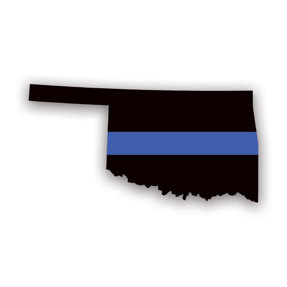 Oklahoma State Shaped The Thin Blue Line Sticker Decal - Self Adhesive ...