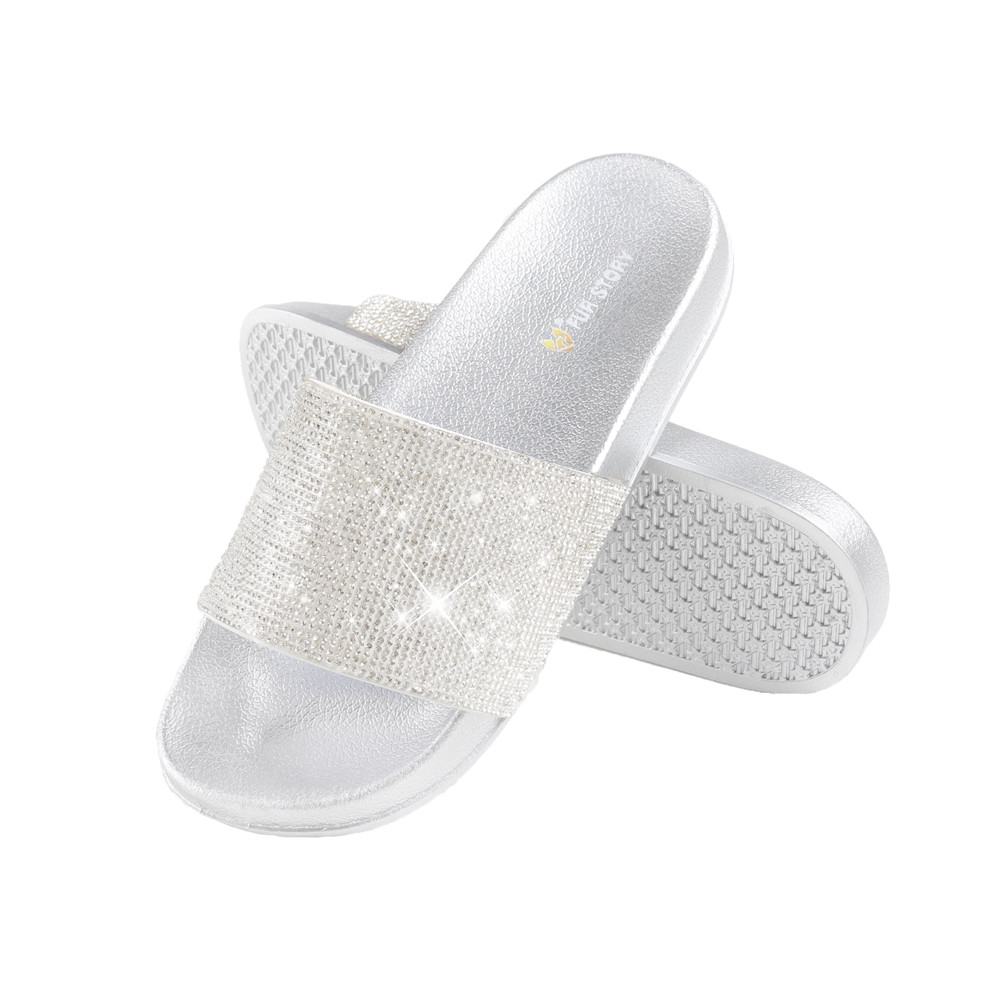 Vogue Cloud Women's Slides House Slippers Rhinestone Glitter Slides ...